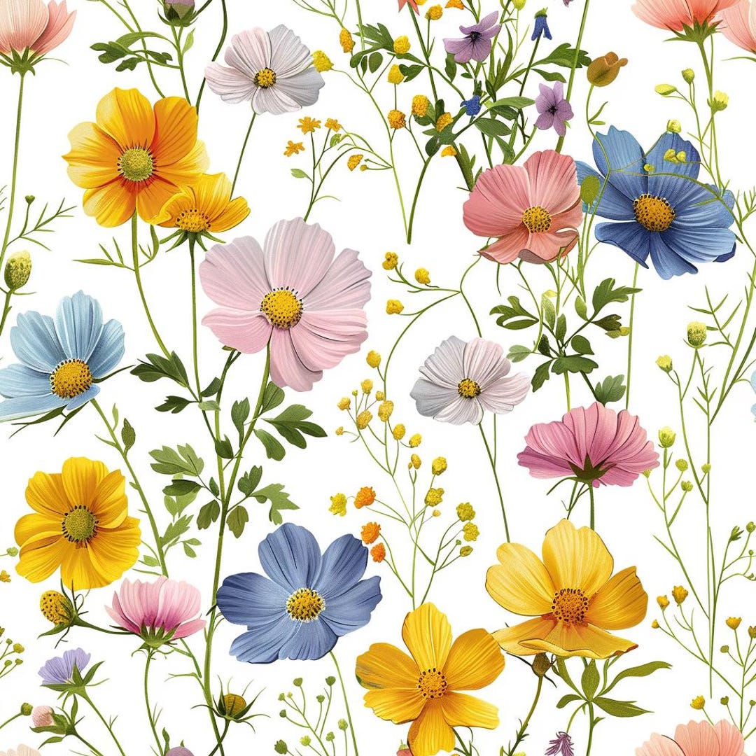 Watercolour Flowers Digital Pattern Paper for Crafting and Design ...