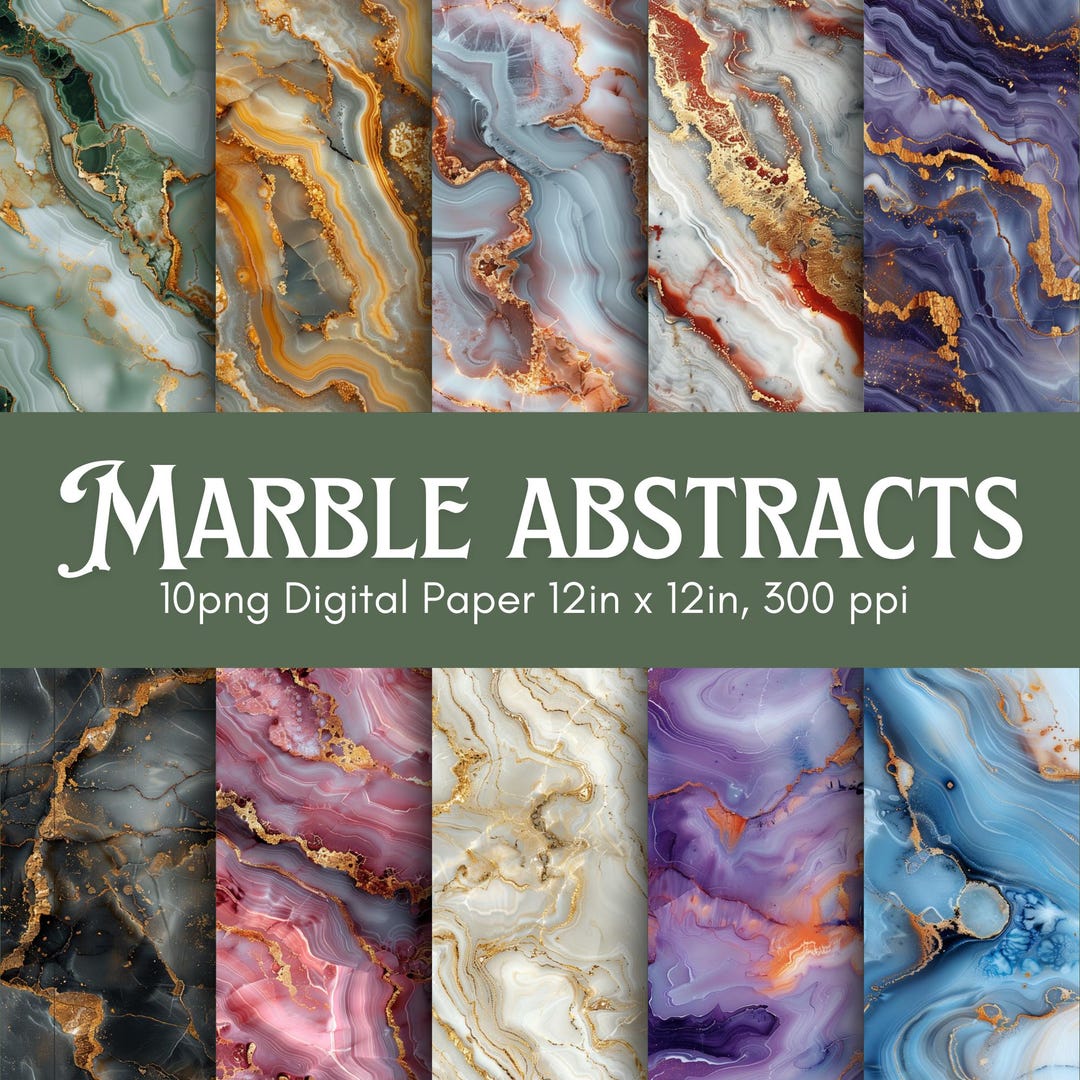 Mix of Marble Digital Pattern Paper for Crafting and Design Projects ...
