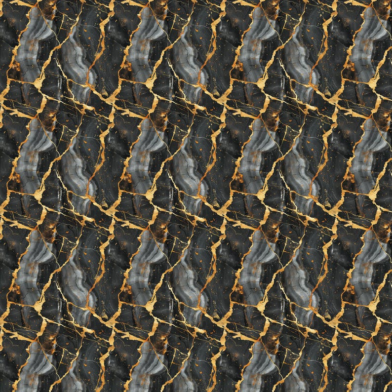 Black and Gold Lines Marble Digital Pattern Paper for Crafting and ...
