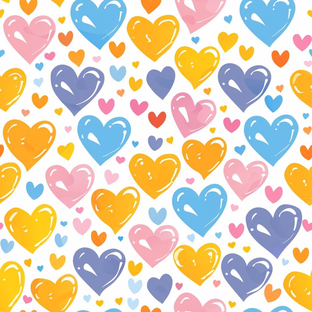 Pastel Hearts Digital Pattern Paper for Crafting and Design Projects ...