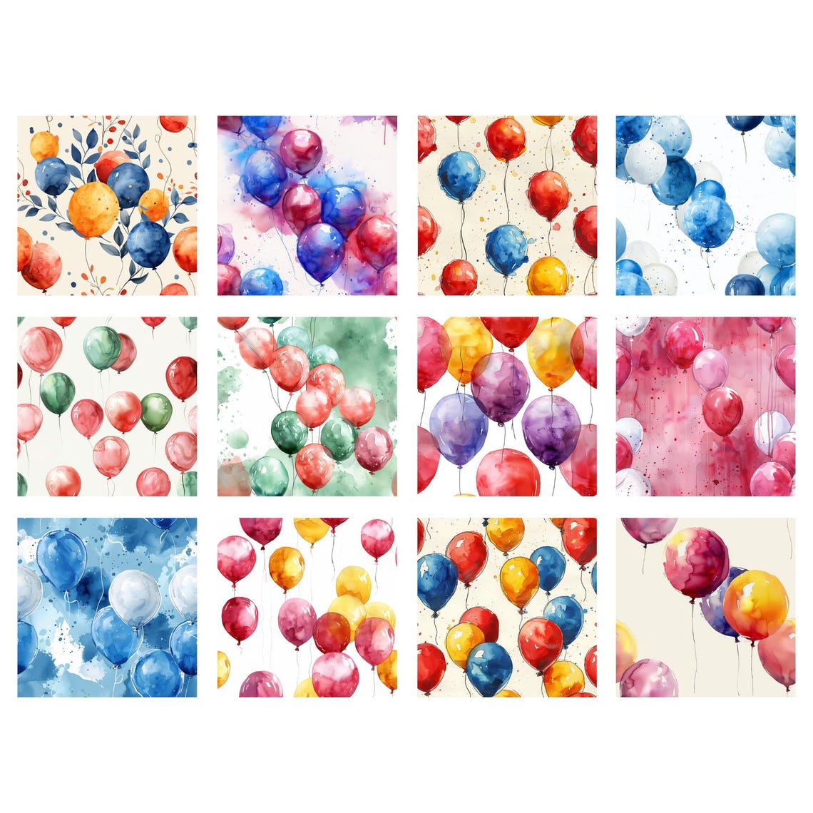 Watercolour Balloons Digital Pattern Paper for Crafting and Design ...
