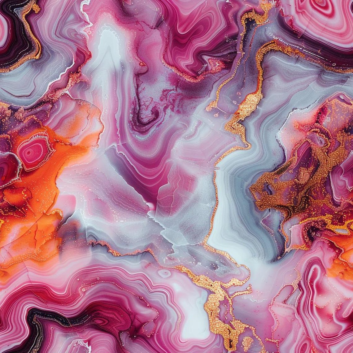 Rose Pink and Gold Marble Digital Pattern Paper for Crafting and Design ...