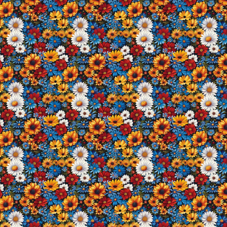 Watercolour Daisy Flowers Digital Pattern Paper for Crafting and Design ...