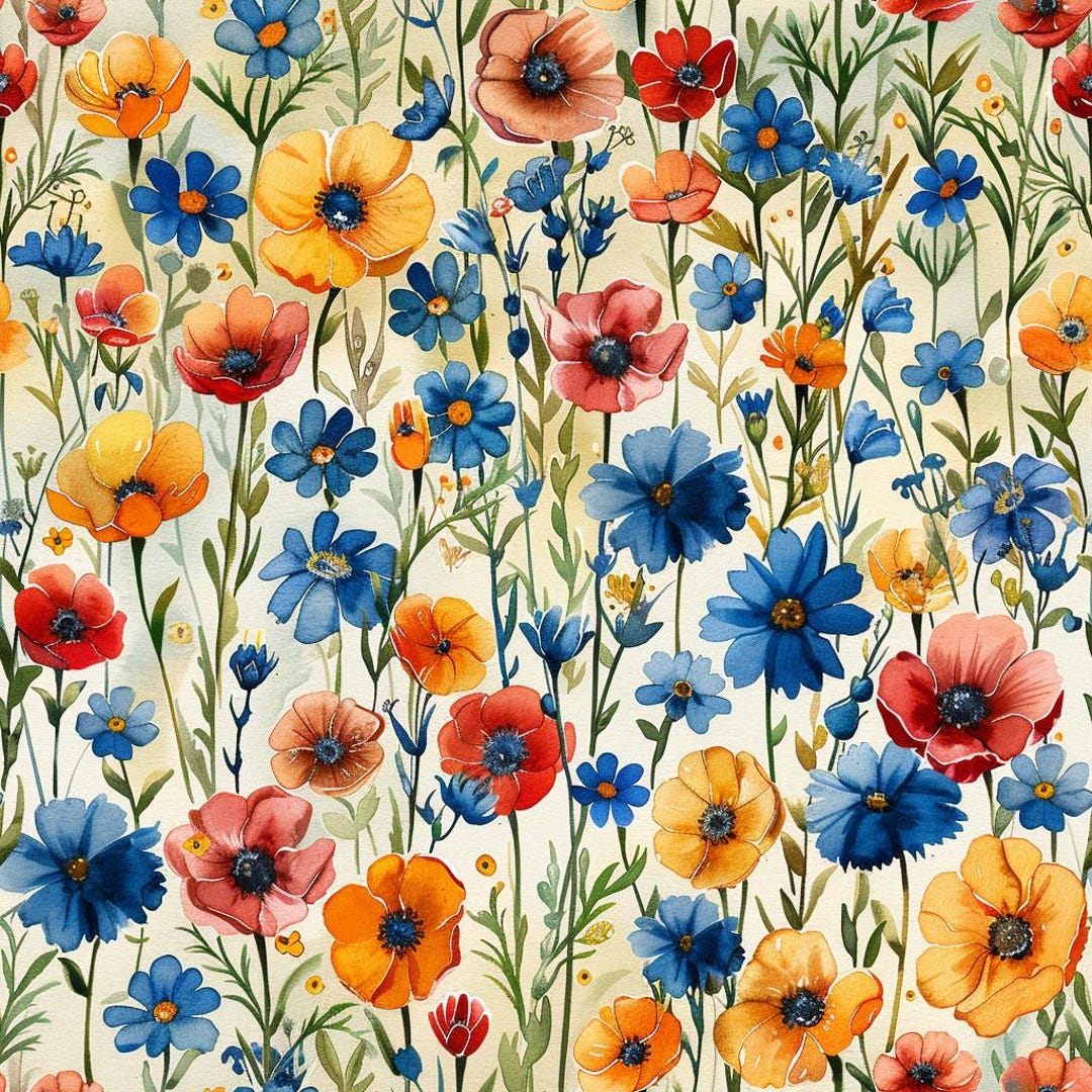 Watercolour Flowers Digital Pattern Paper for Crafting and Design ...