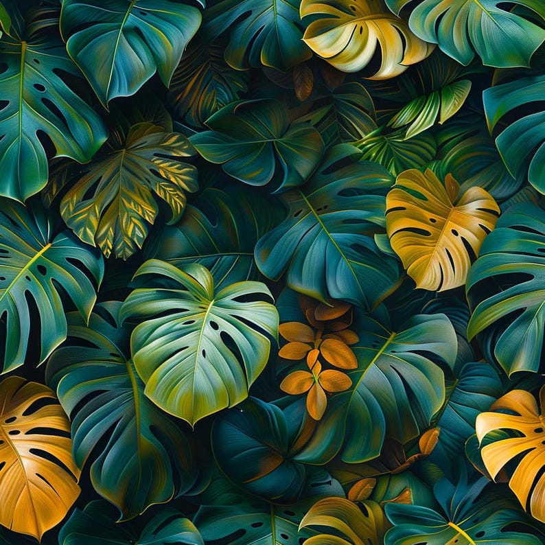 Watercolour Jungle Leaves Digital Pattern Paper for Crafting and Design ...