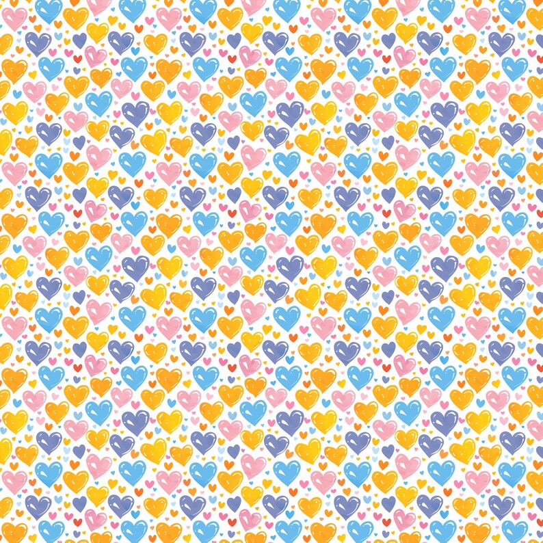 Pastel Hearts Digital Pattern Paper for Crafting and Design Projects ...