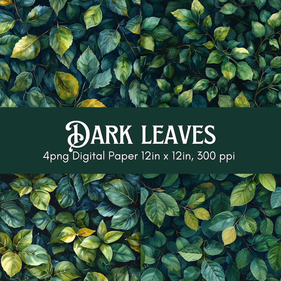 Watercolour Dark Leaves Digital Seamless Pattern, Digital Prints for ...