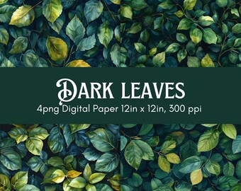 Watercolour Jungle Leaves Digital Pattern Paper for Crafting and Design ...