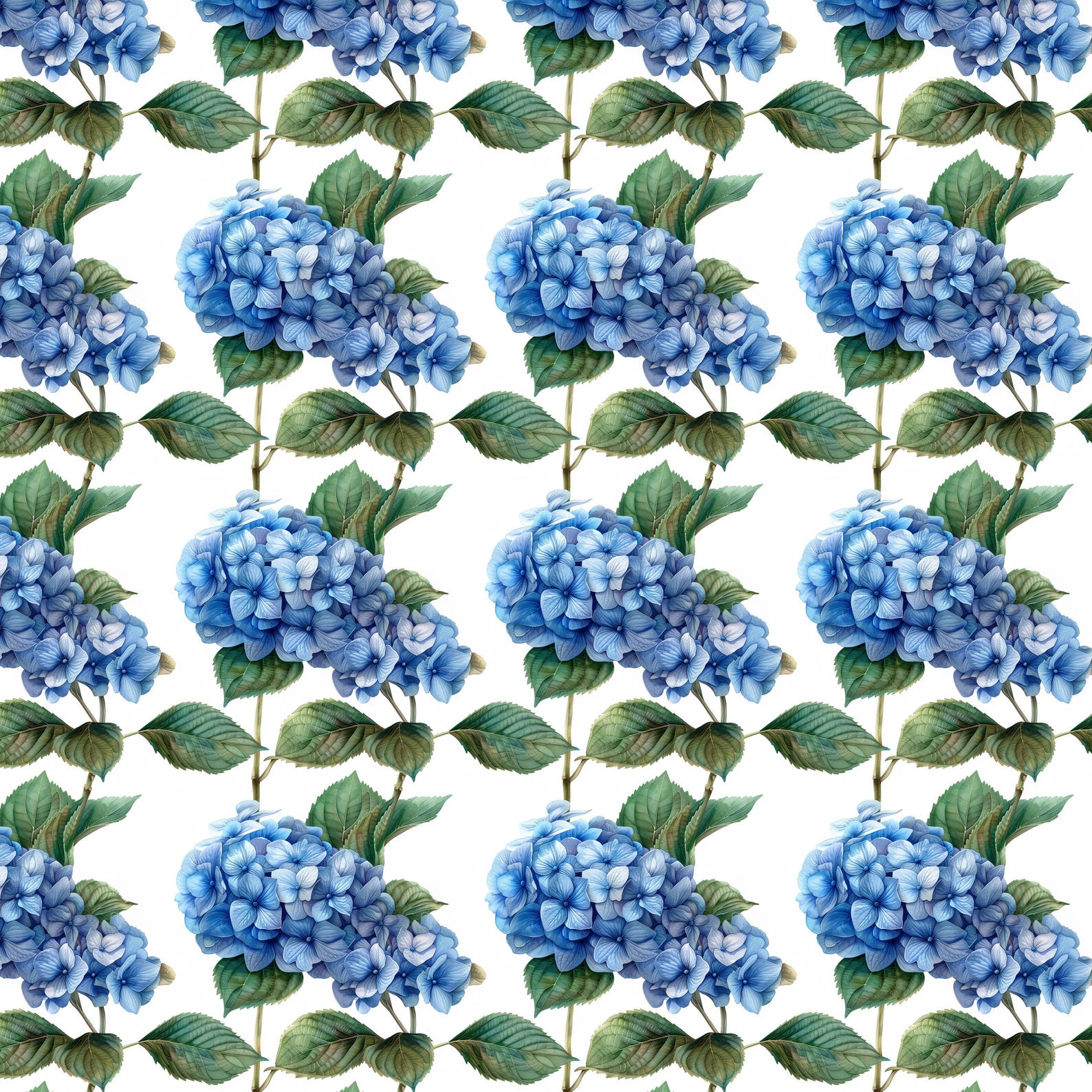 Watercolour Hydrangeas Digital Pattern Paper for Crafting and Design ...