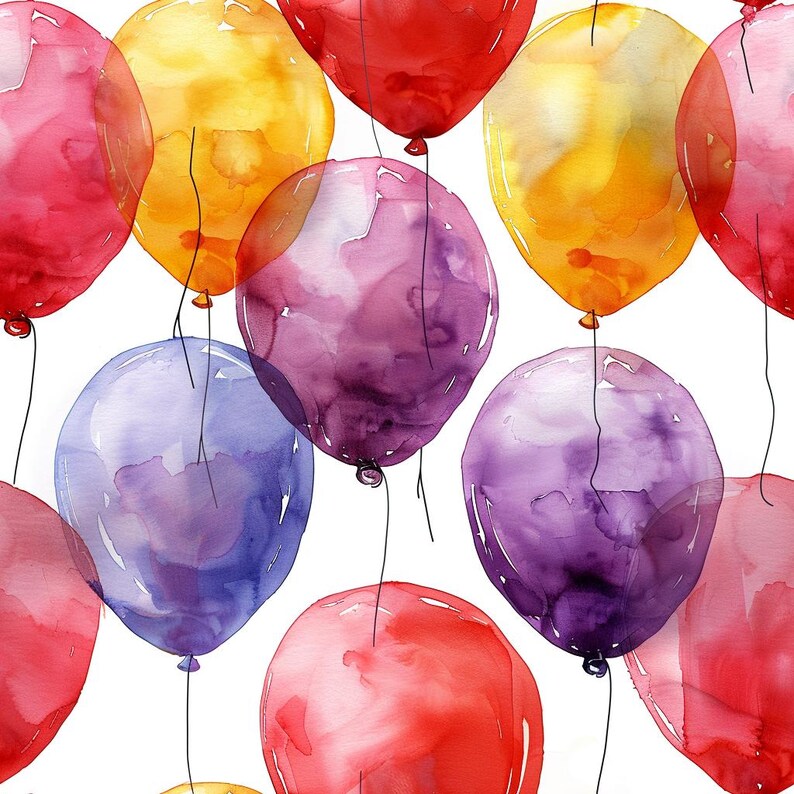 Watercolour Balloons Digital Pattern Paper for Crafting and Design ...