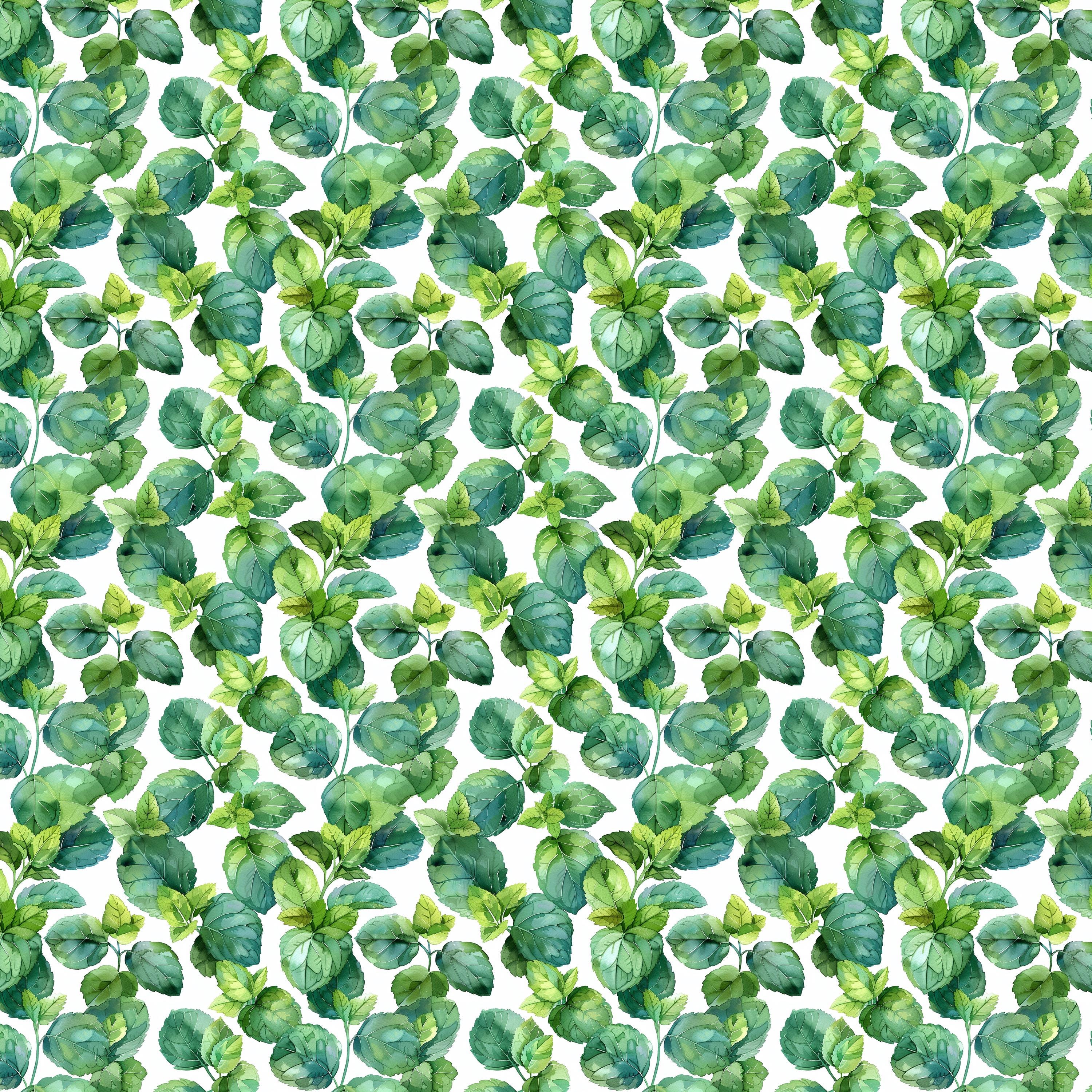 Watercolour Mint Leaves Digital Pattern Paper for Crafting and Design ...