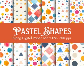 Pastel Stars Digital Pattern Paper for Crafting and Design Projects. 12 ...