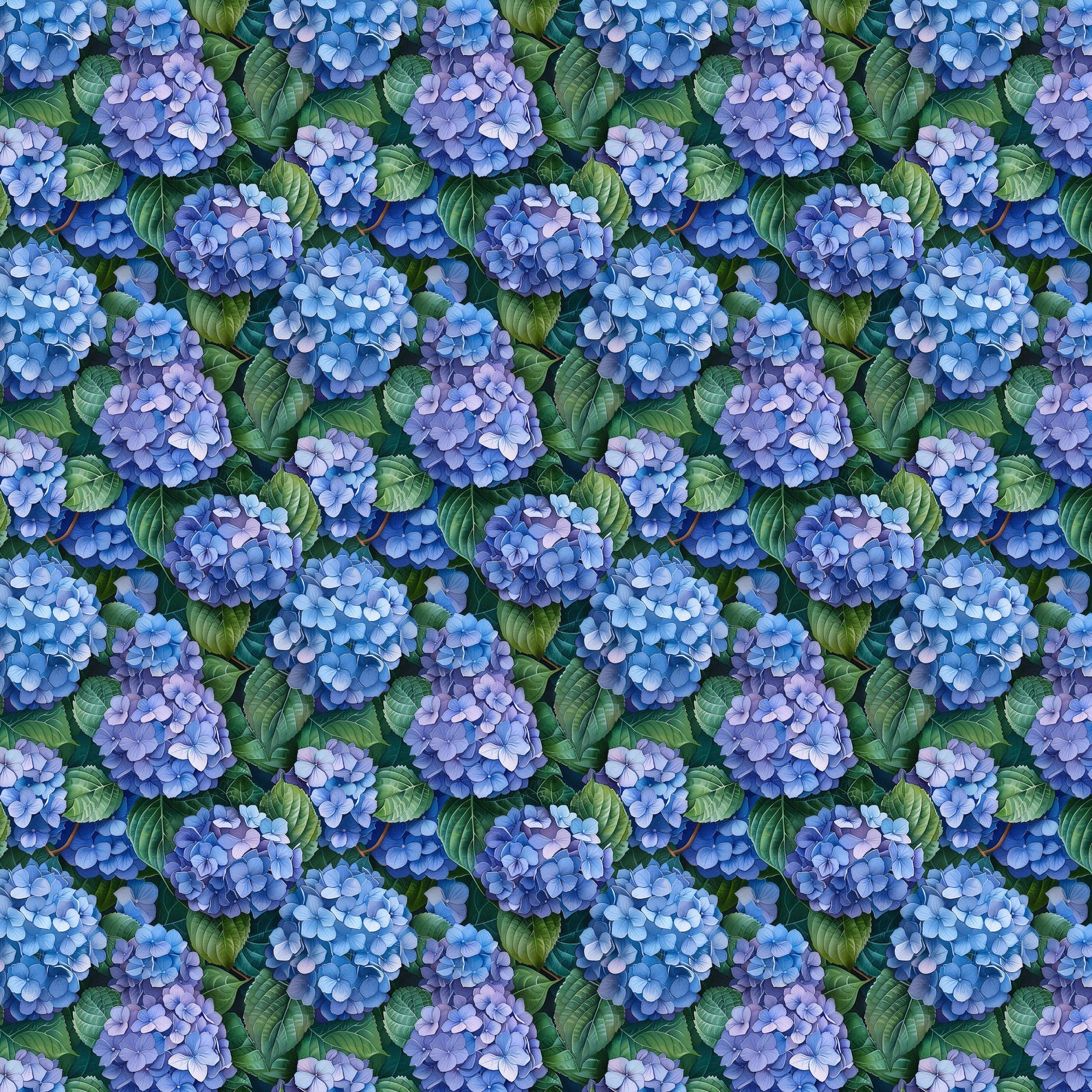 Blue Hydrangeas Watercolour Flowers Digital Pattern Paper for Crafting ...