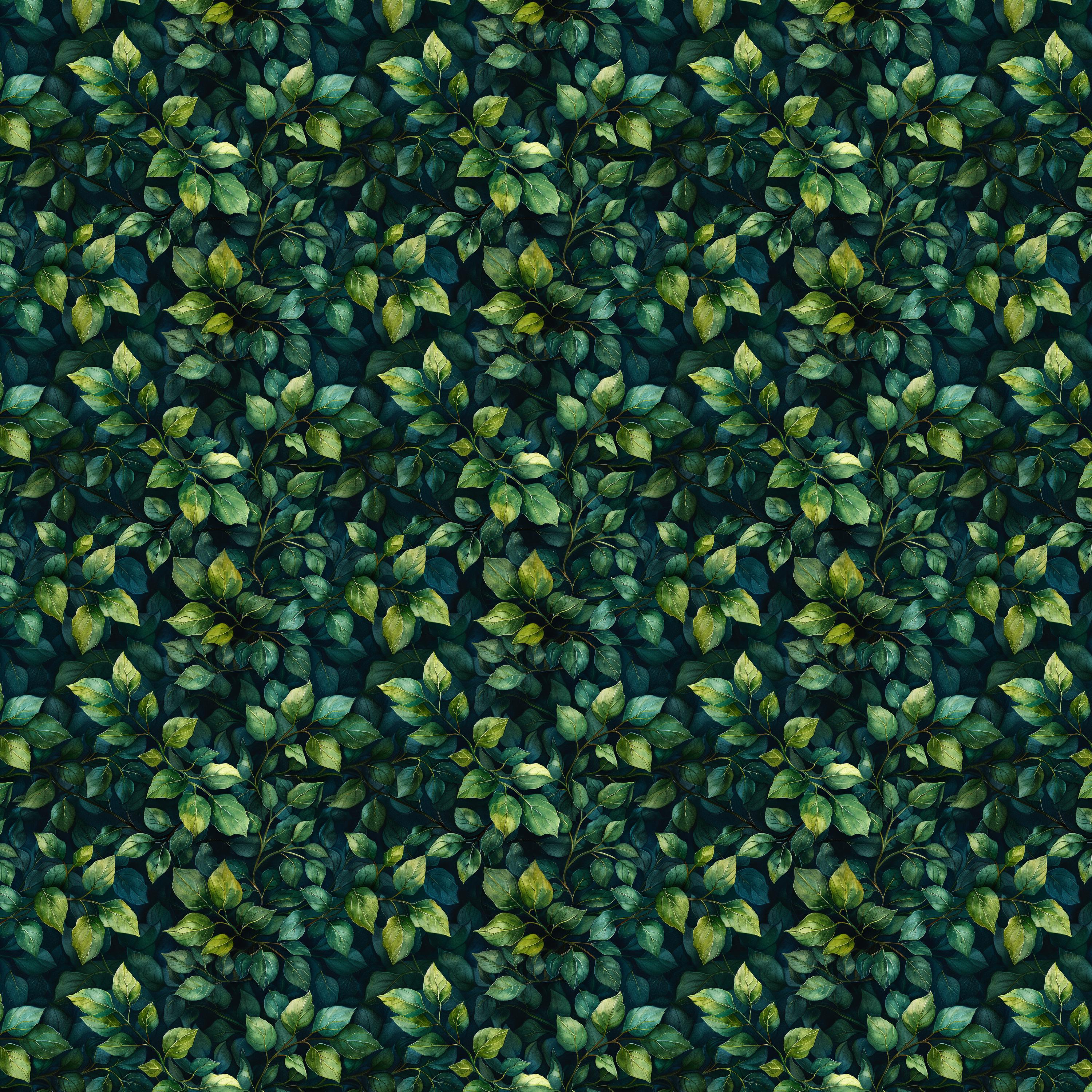 Dark Green Watercolour Leaves Digital Pattern Paper for Crafting and ...