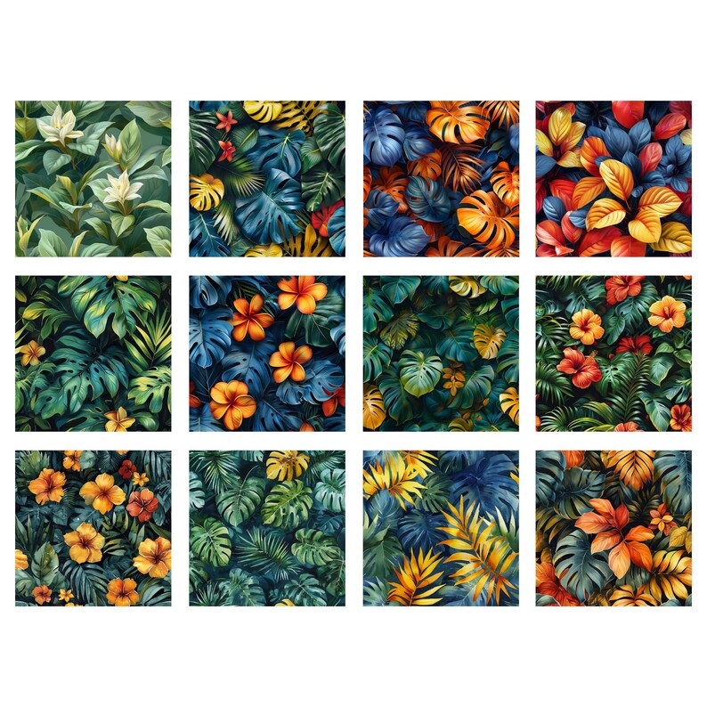 Jungle Leaves Large Bundle Digital Pattern Paper for Crafting and ...