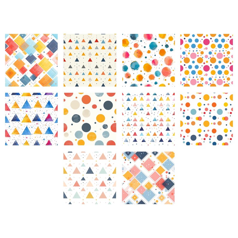 Pastel Shapes - Triangles, Squares, Circles - Digital Pattern Paper for ...