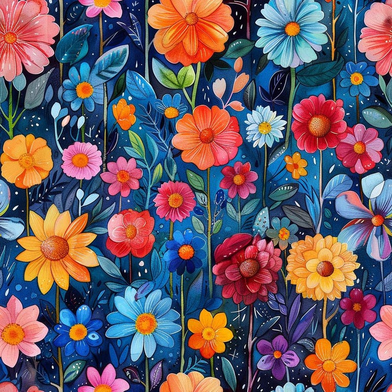 Watercolour Flowers Digital Pattern Paper for Crafting and Design ...