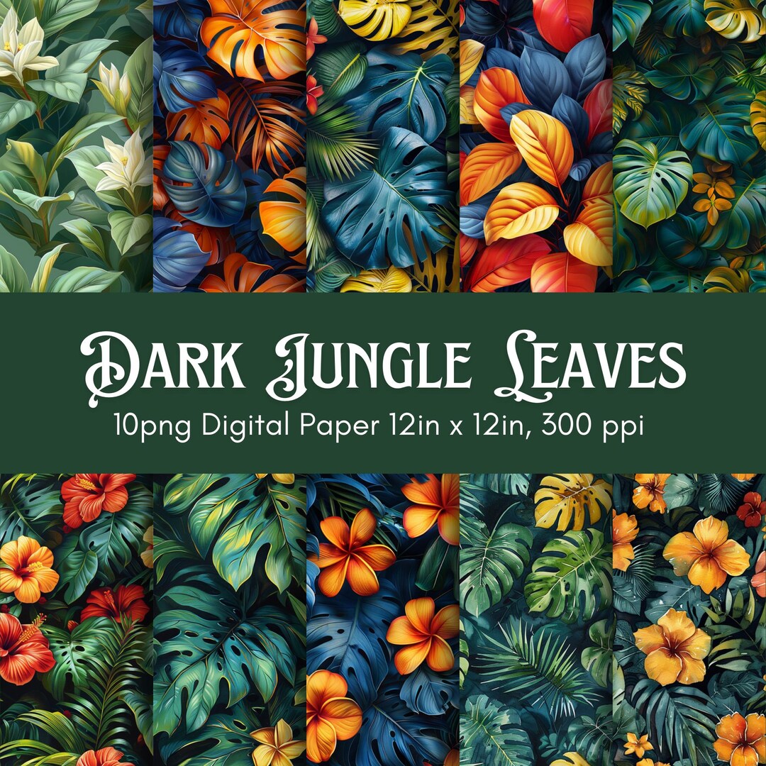 Jungle Leaves Digital Pattern Paper for Crafting and Design Projects ...