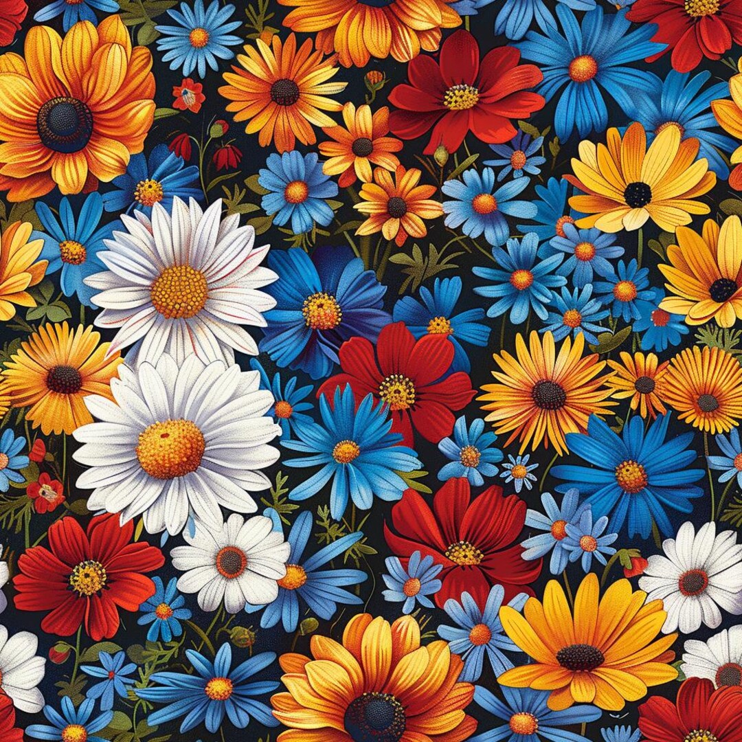 Watercolour Daisy Flowers Digital Pattern Paper for Crafting and Design ...