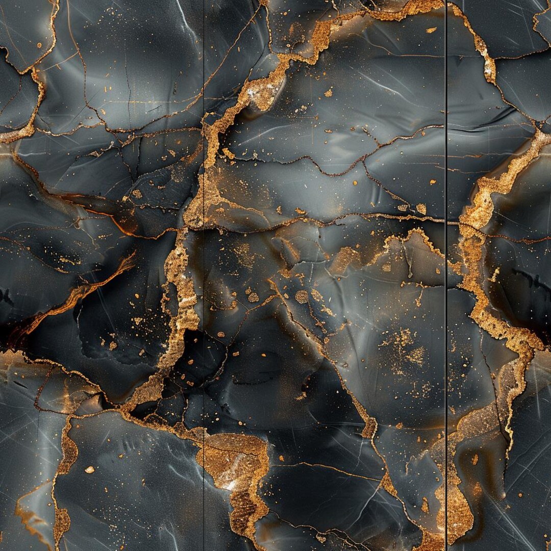 Black and Gold Marble Digital Pattern Paper for Crafting and Design ...