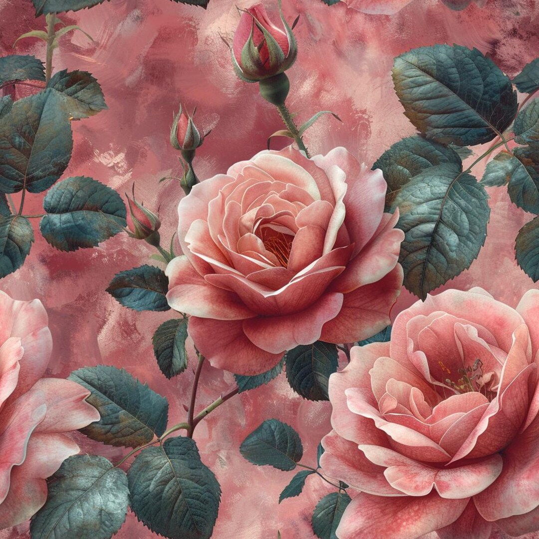 Pink Roses Watercolour Flowers Digital Pattern Paper for Crafting and ...