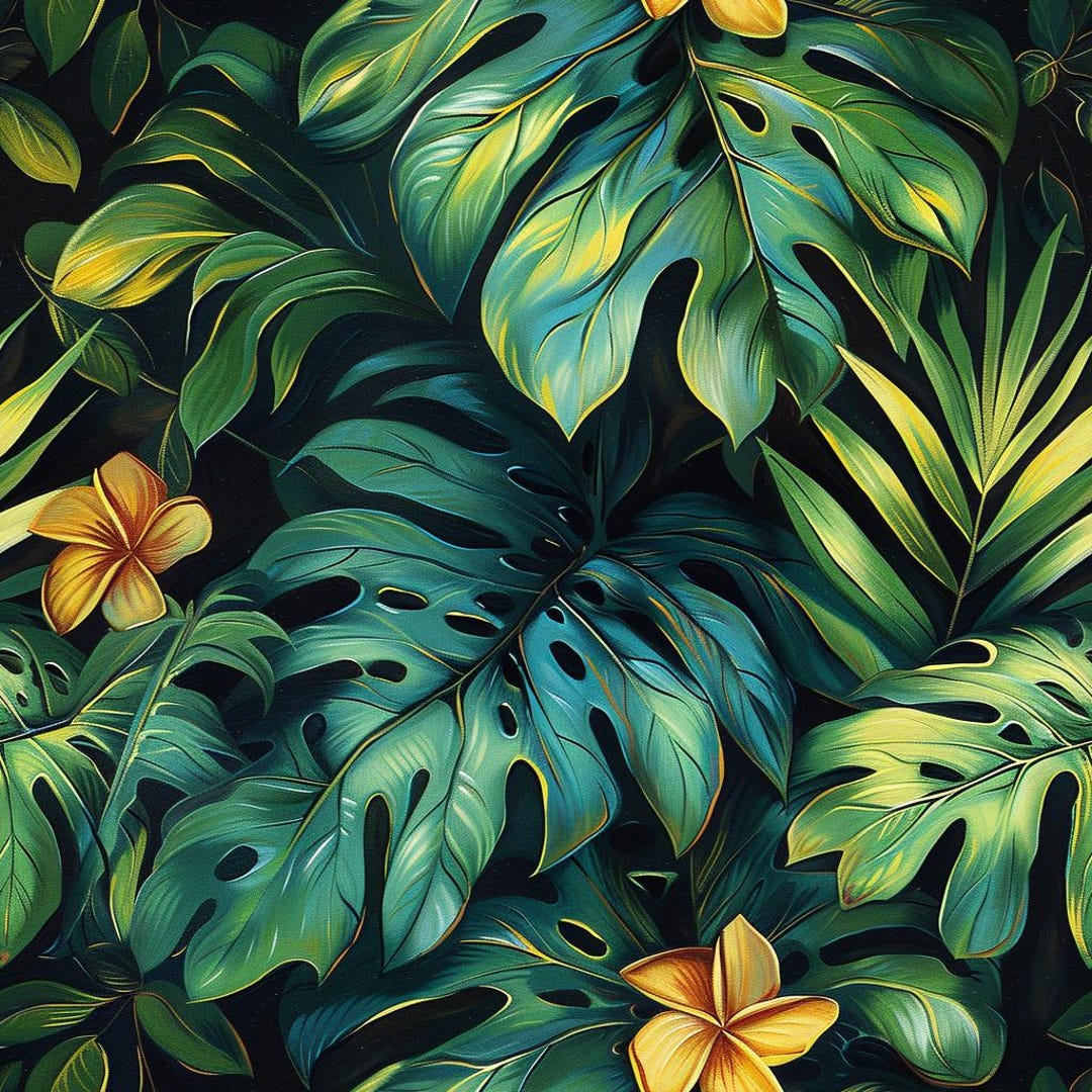 Watercolour Jungle Leaves Digital Pattern Paper for Crafting and Design ...
