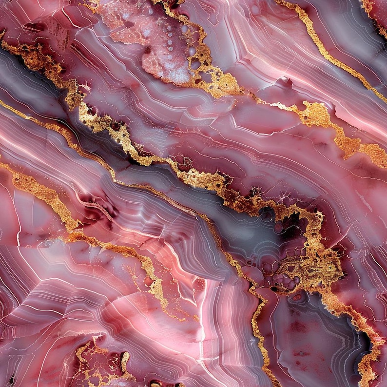 Pink and Gold Marble Digital Pattern Paper for Crafting and Design ...