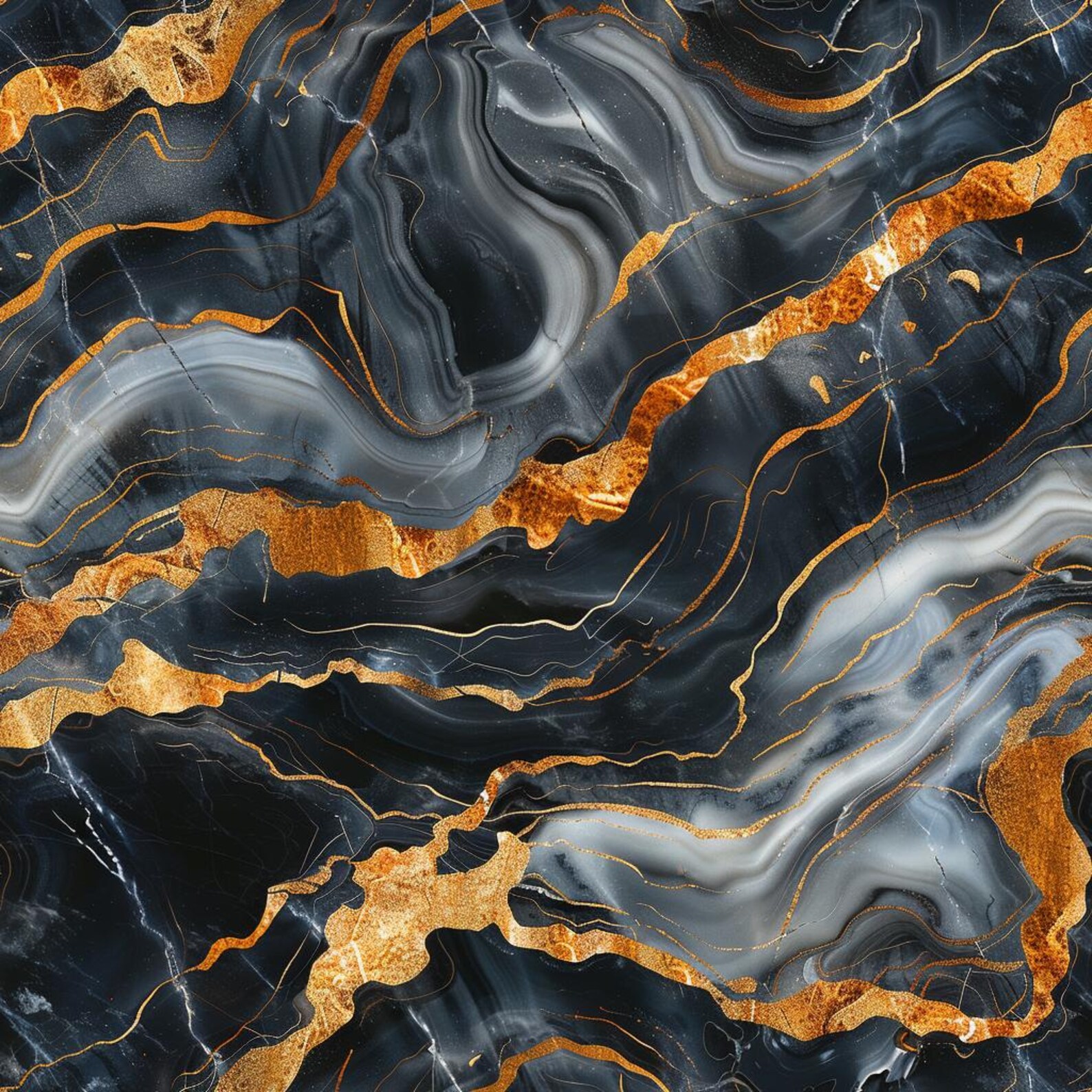 Black and Gold Marble Digital Pattern Paper for Crafting and Design ...