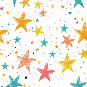 Pastel Stars Digital Pattern Paper for Crafting and Design Projects. 12 ...