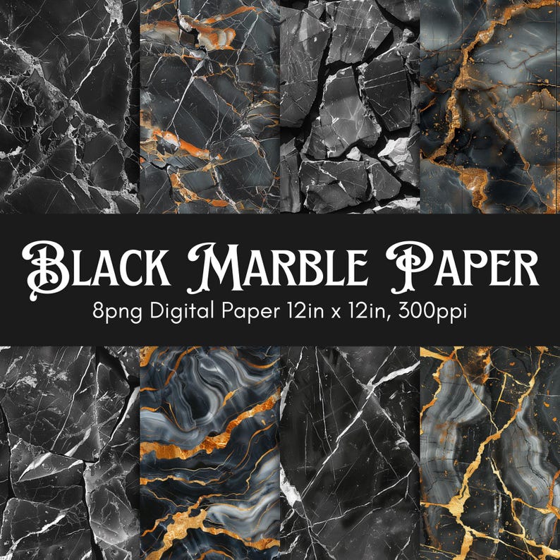 Digital Download Black Marble Digital Paper | Marble Digital Pattern ...