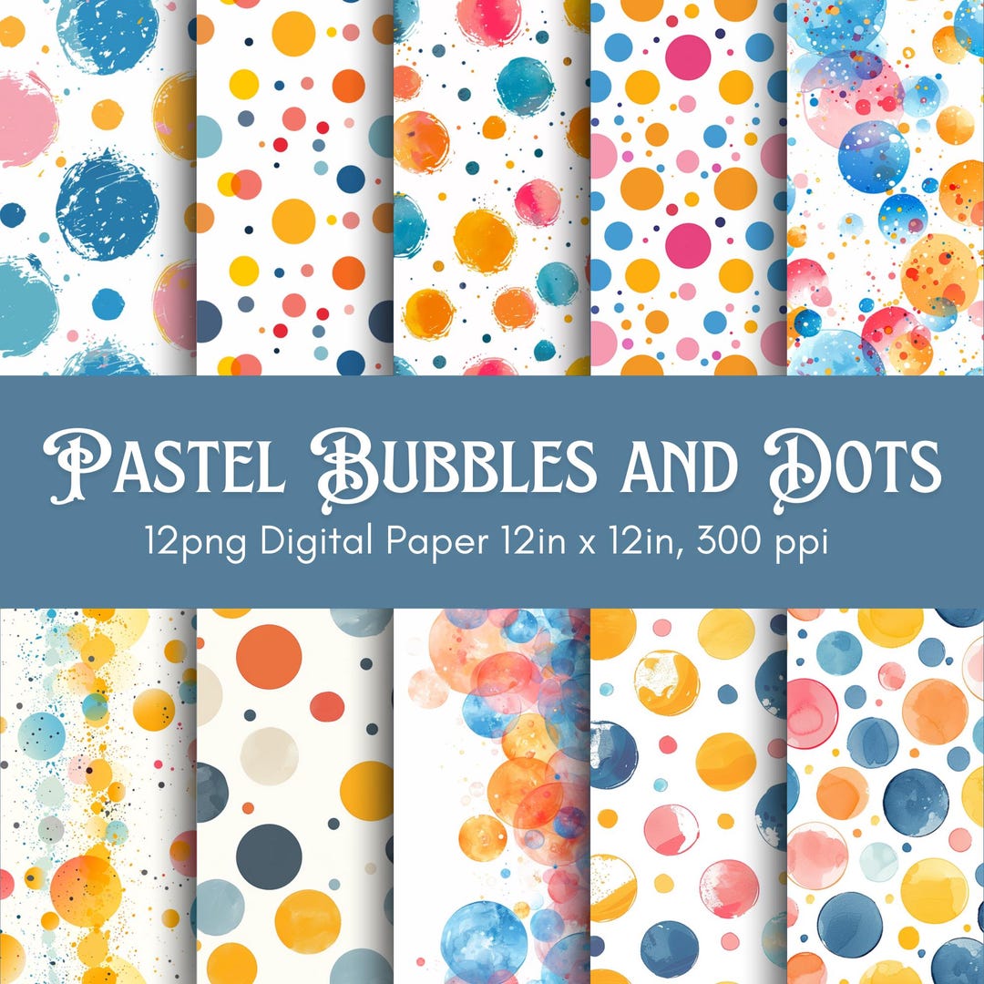Pastel Bubbles and Dots Digital Pattern Paper for Crafting and Design ...
