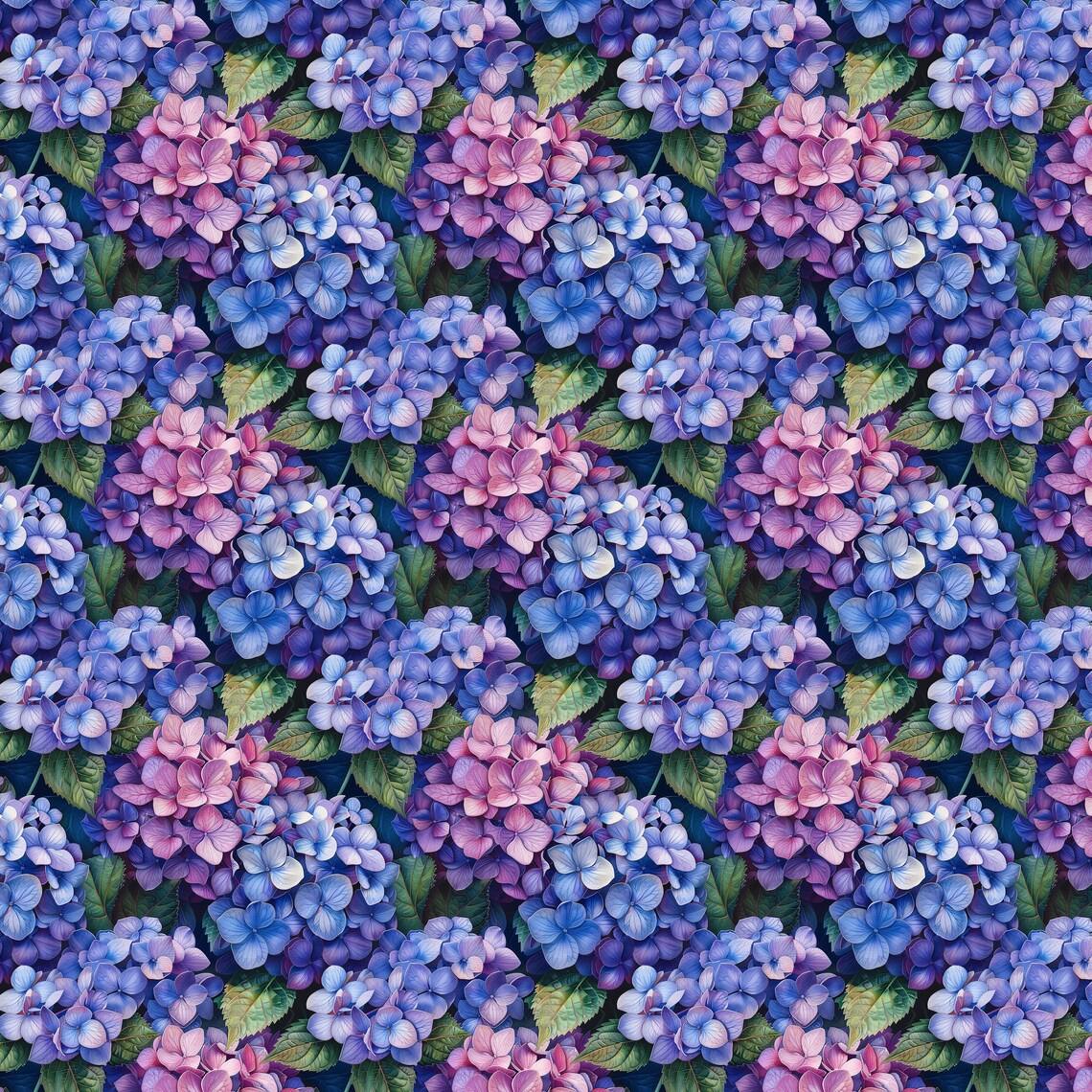 Blue and Purple Watercolour Hydrangeas Digital Pattern Paper for ...