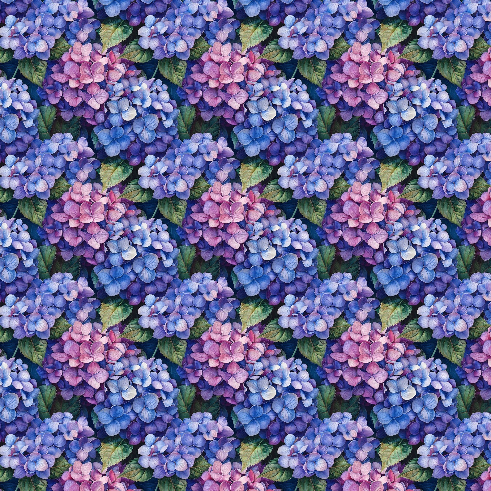 Blue and Purple Watercolour Hydrangeas Digital Pattern Paper for ...