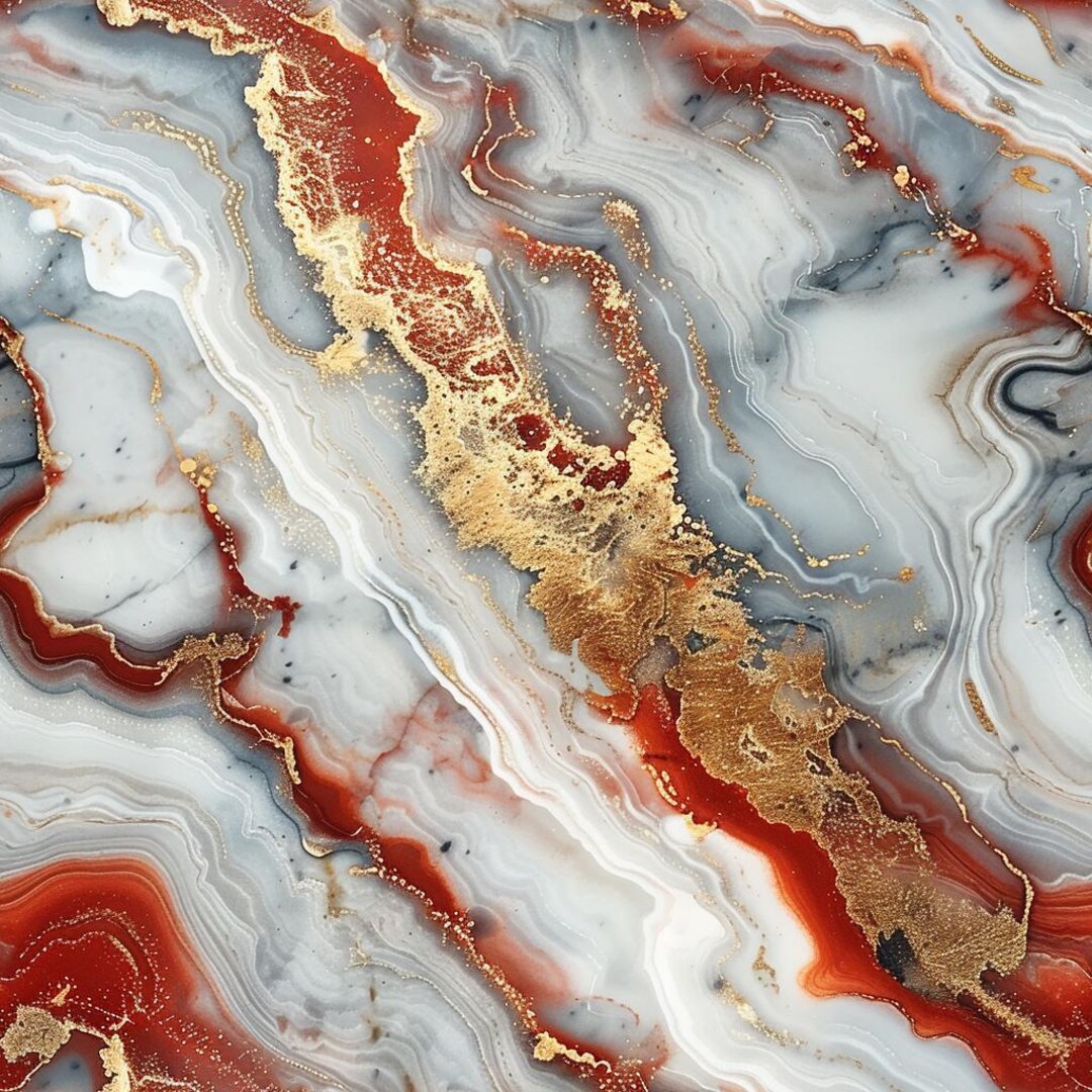 Red and Gold Marble Digital Pattern Paper for Crafting and Design ...