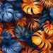 Blue and Orange Watercolour Jungle Leaves Digital Pattern Paper for ...