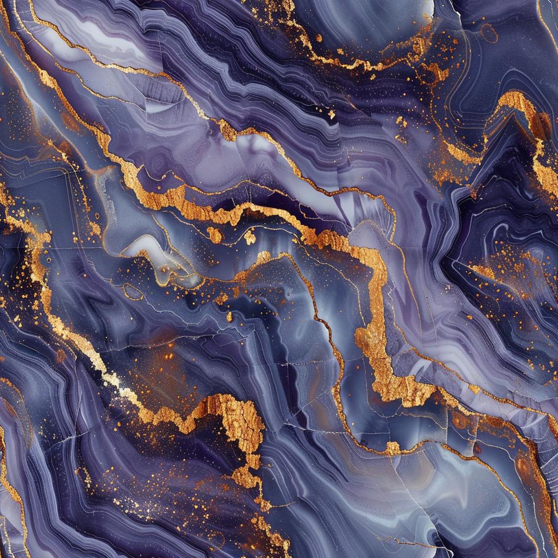 Dark Purple and Gold Marble Digital Pattern Paper for Crafting and ...