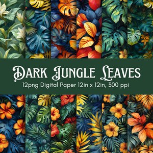 Jungle Leaves Large Bundle Digital Pattern Paper for Crafting and ...
