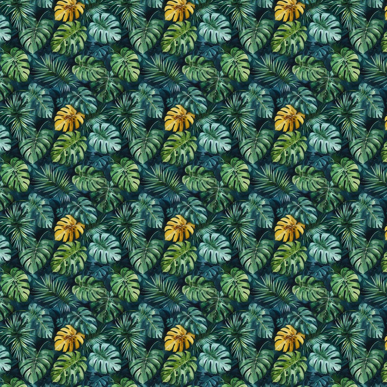 Watercolour Jungle Leaves Digital Pattern Paper for Crafting and Design ...