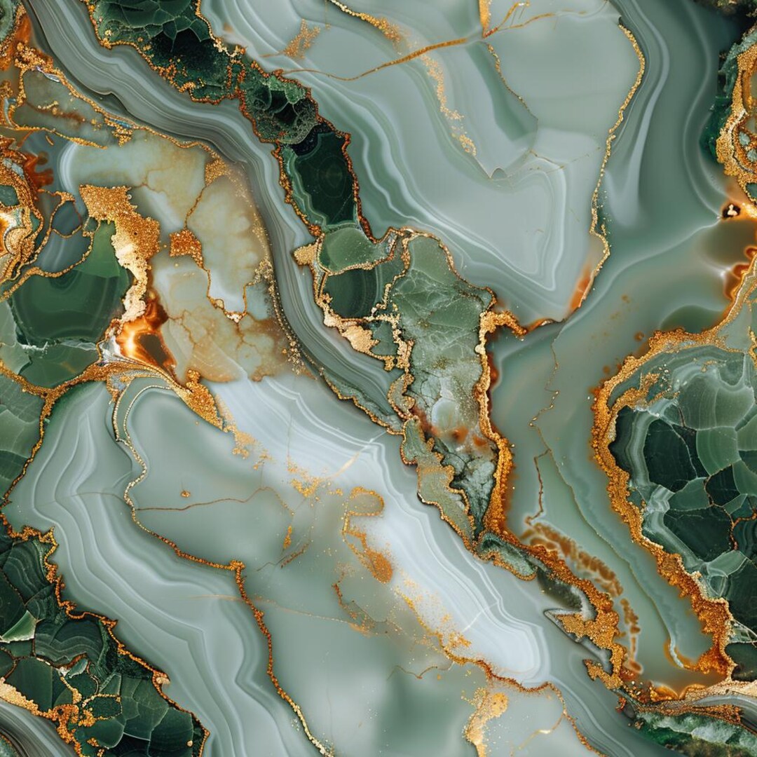 Green and Gold Marble Digital Pattern Paper for Crafting and Design ...