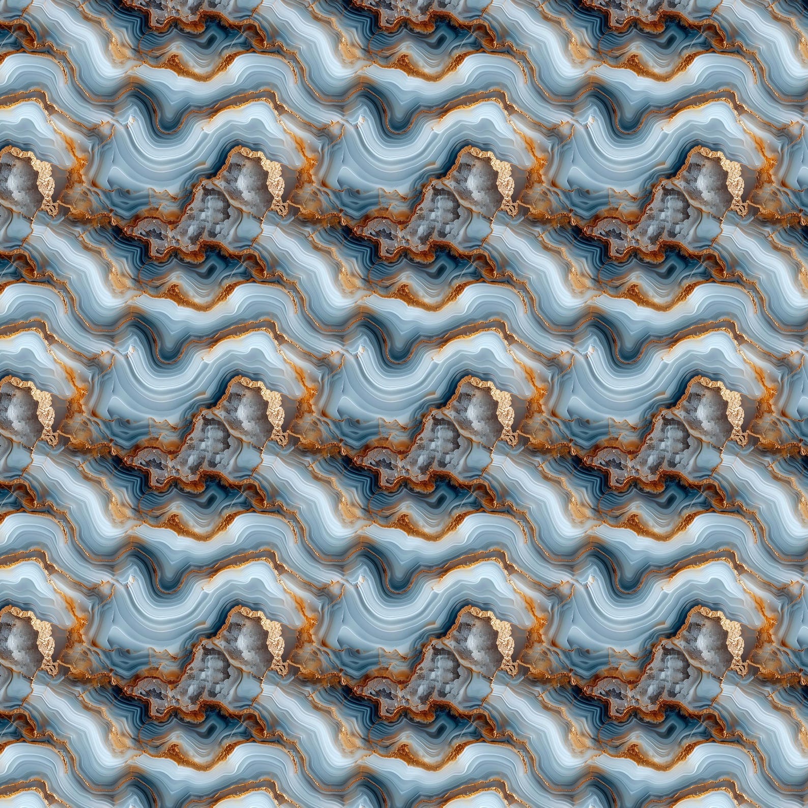 Light Blue and Gold Marble Digital Pattern Paper for Crafting and ...