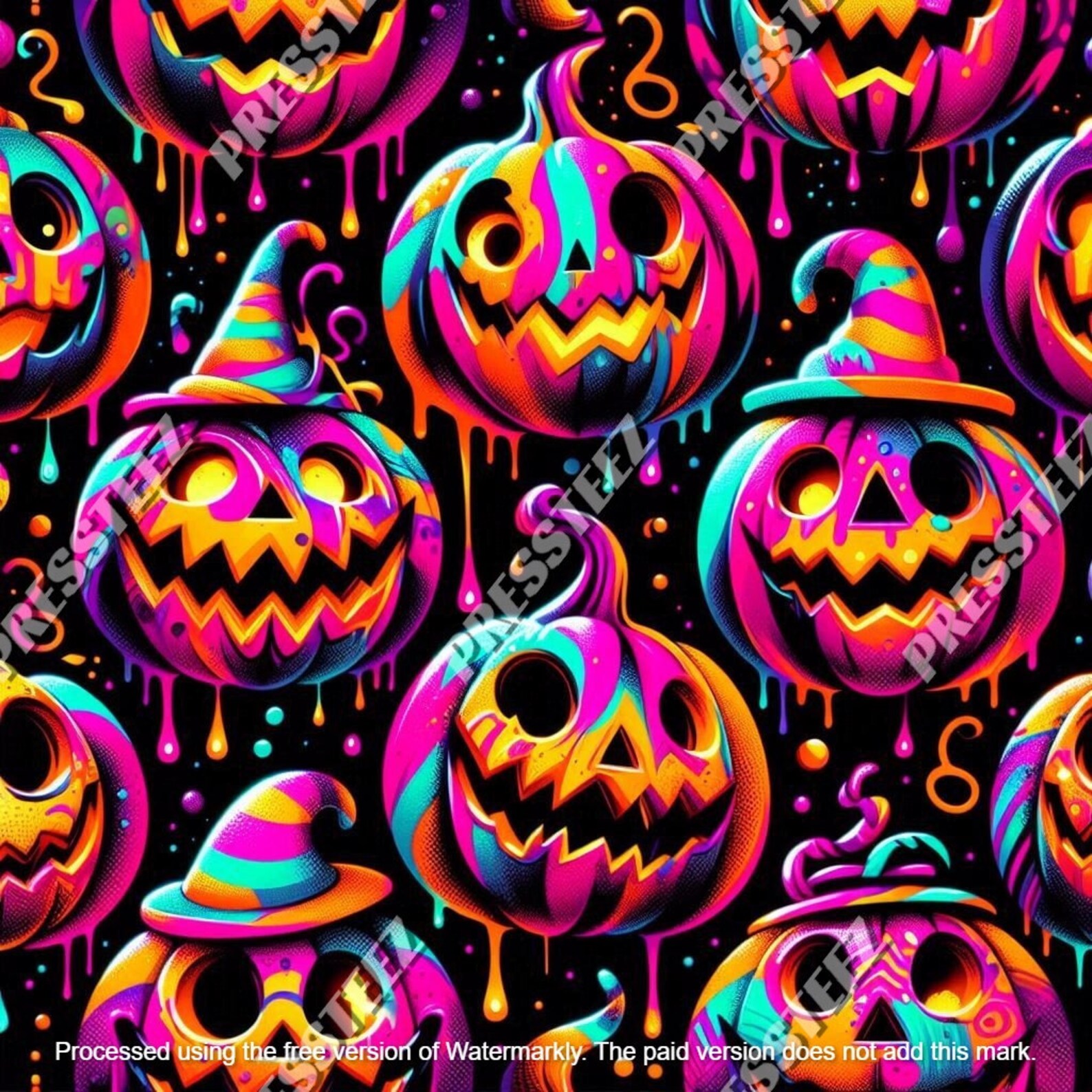 Bright Neon Halloween Pumpkin Digital Download - Etsy