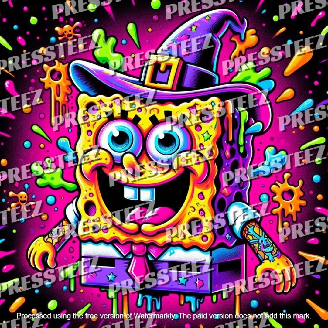 Neon Trippy Halloween Spongebobb Digital Download - Etsy