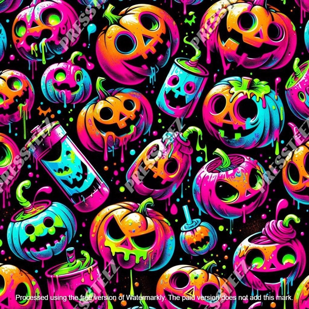Bright Neon Halloween Pumpkin Digital Download - Etsy