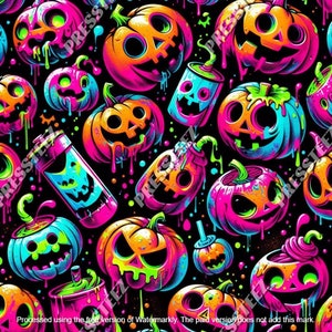 Bright Neon Halloween Pumpkin Digital Download - Etsy