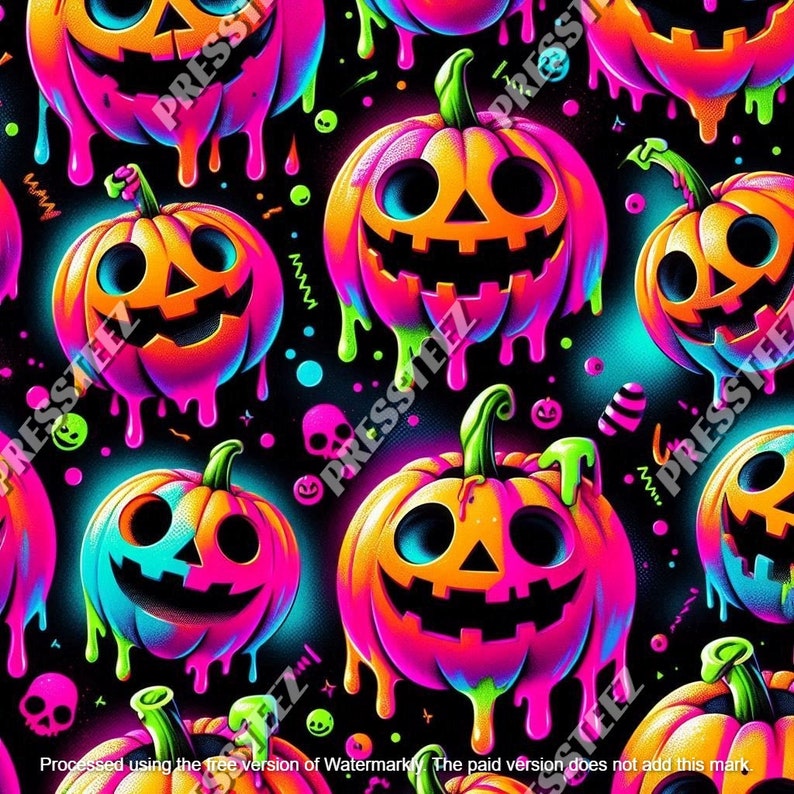 Bright Neon Halloween Pumpkin Digital Download - Etsy