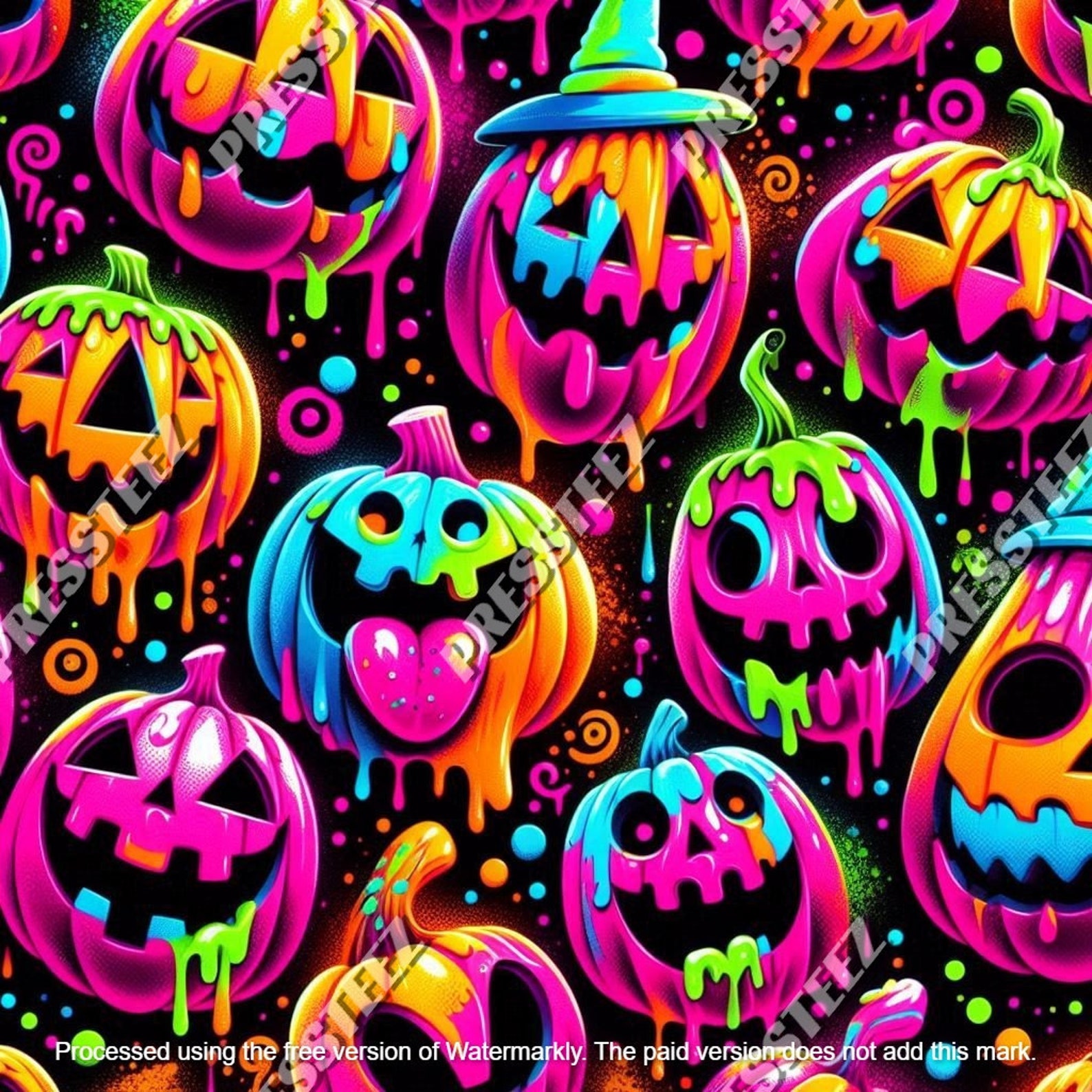 Bright Neon Halloween Pumpkin Digital Download - Etsy