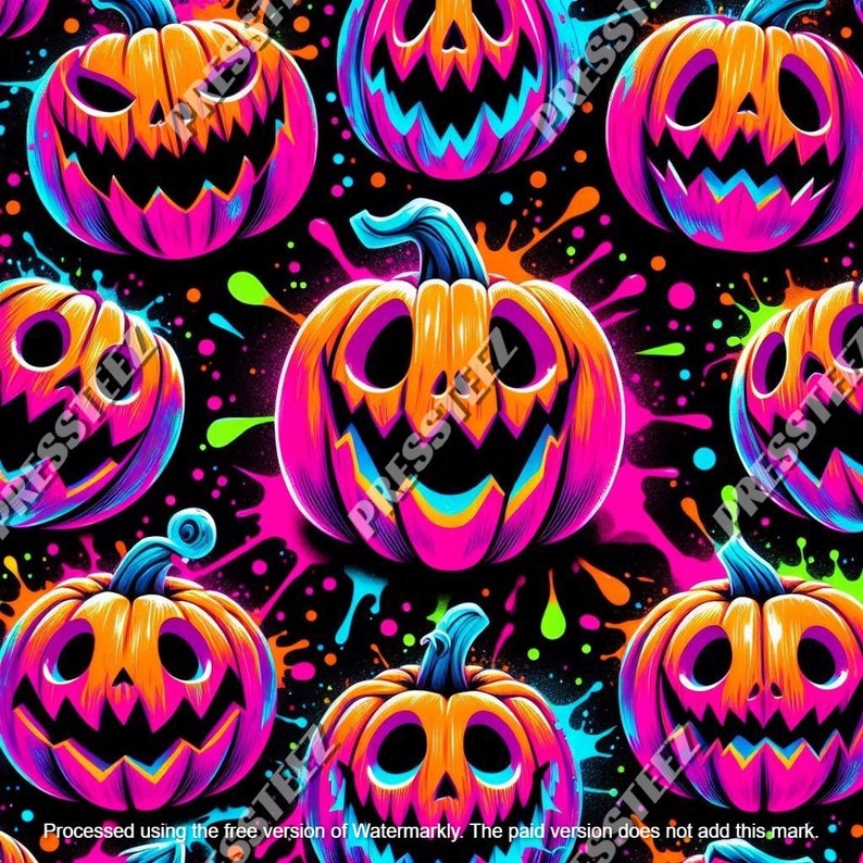 Bright Neon Halloween Pumpkin Digital Download - Etsy