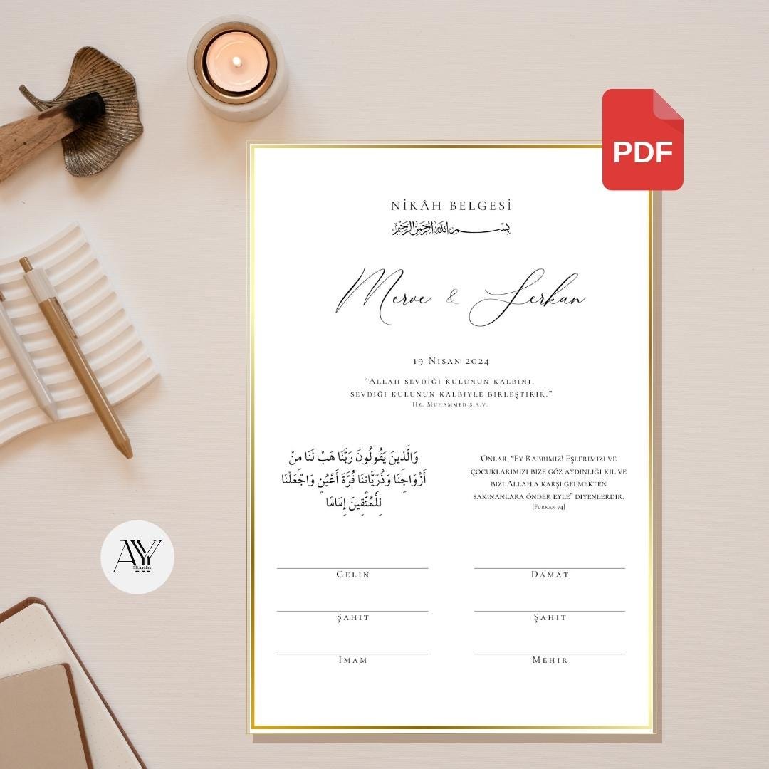 Nikah Certificate - Customizable - A4 - Digital Download - PDF - German ...