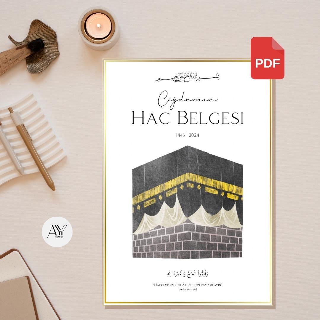 Hajj Umrah Certificate Hac Umre Hatirasi Belgesi Personalizable A4 ...