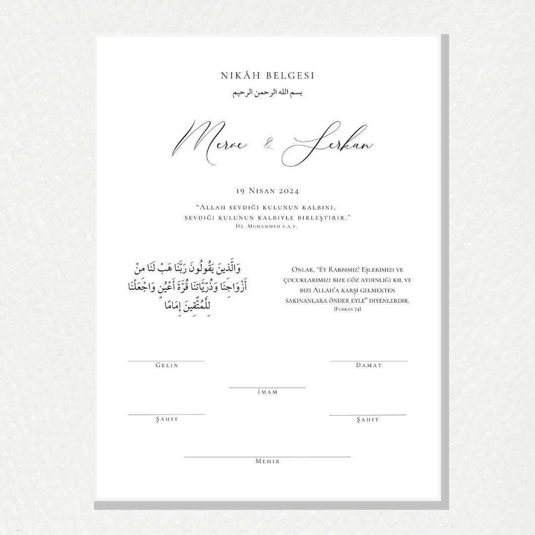 Nikah Certificate Dini Nikah Belgesi Nikah Akdi Customizable Minimalist ...